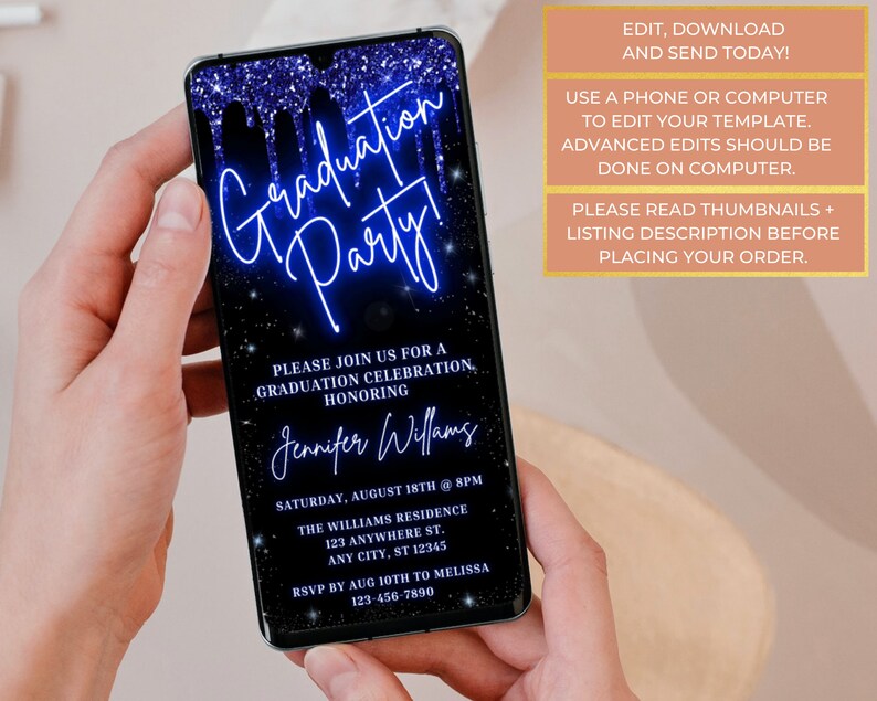 Digital Graduation Party Invitation Electronic Mobile Phone - Etsy