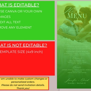 Editable Full Picture Menu and Drink Card Template, Printable Event ...