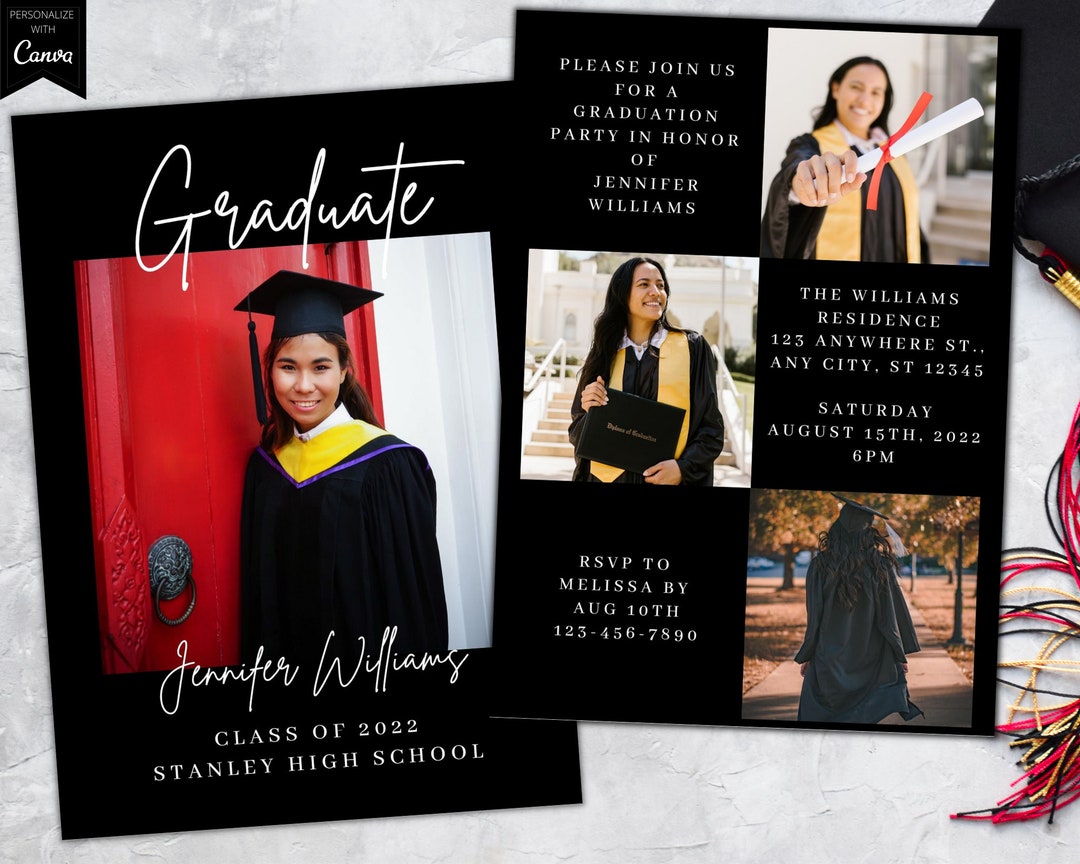 Editable Photo Graduation Party Invitation, Printable Graduation Invite ...