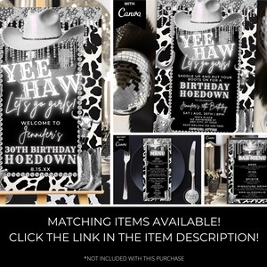 Editable Silver Disco Cowgirl Birthday Hoedown Welcome Sign, Western ...