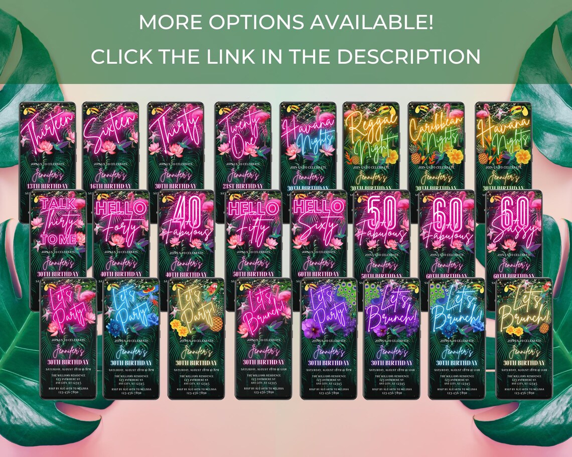 Digital Tropic Like It's Hot Tropical Birthday Party Neon Photo ...