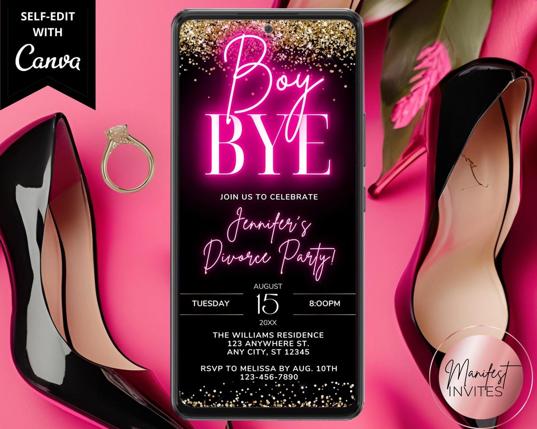 Digital Boy Bye Divorce Party Invitation, Newly Single Invite, Breakup ...
