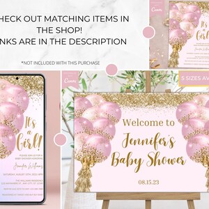 Printable Girl Baby Shower Welcome Sign, Editable Baby Shower Sign ...