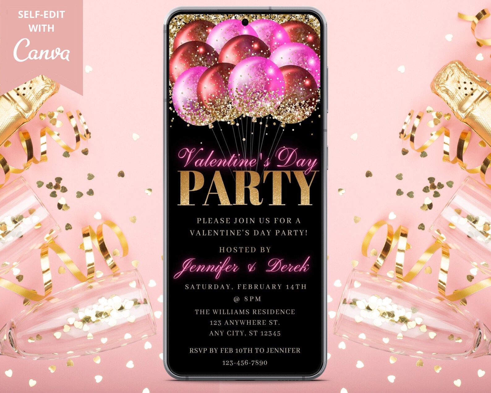 Electronic Valentine's Day Party Invitation Digital - Etsy