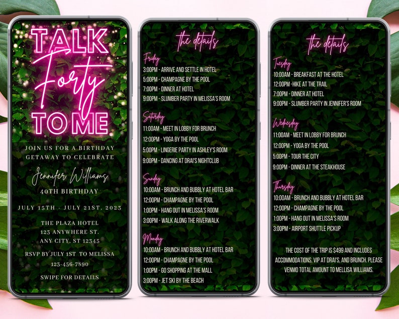 Electronic Talk Forty to Me 40th Birthday Week Trip - Etsy