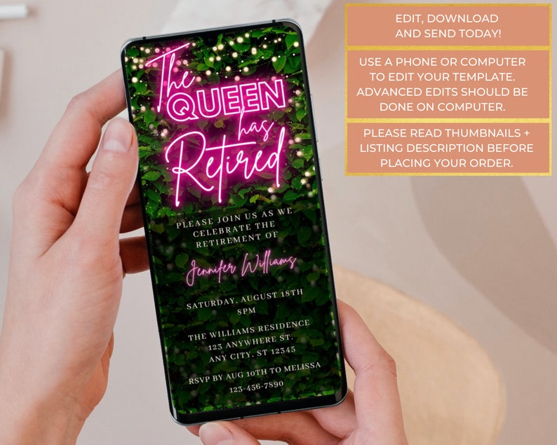 Electronic Retirement Party Invitation Digital Farewell - Etsy