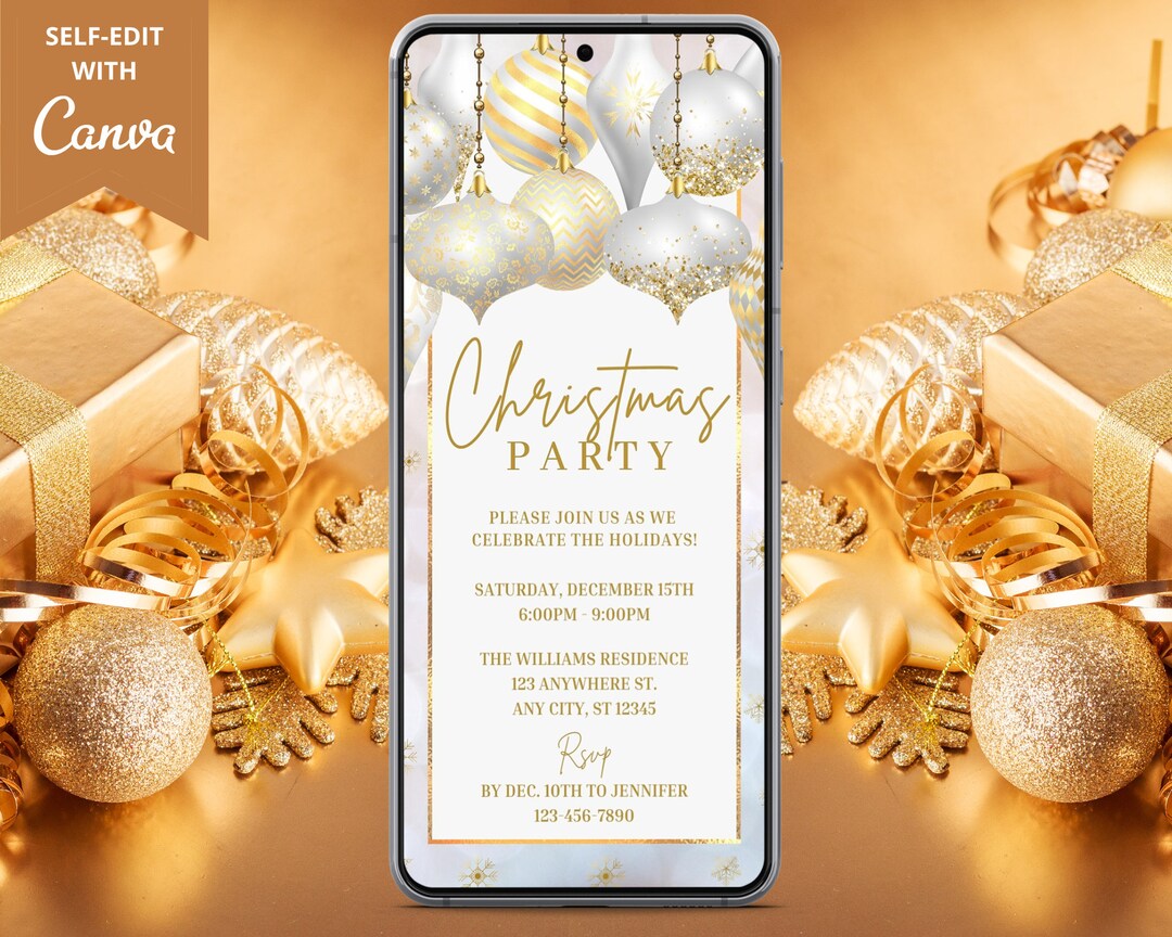 Digital Christmas Invitation, Electronic Christmas Party Invite ...