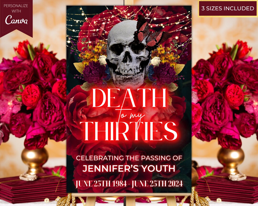 Editable Death to My Thirties 40th Birthday Welcome Party Sign, Death ...
