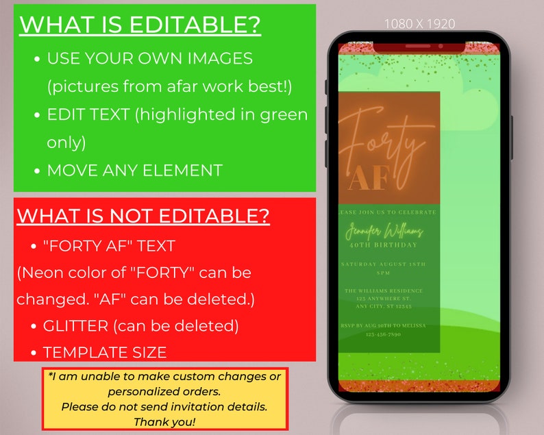 Electronic Forty AF 40th Birthday Invitation Digital Birthday - Etsy