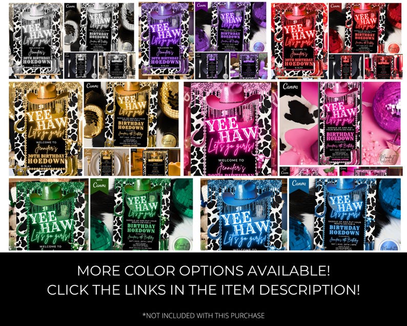 Editable Silver Disco Cowgirl Western Bar Menu Template, Printable ...