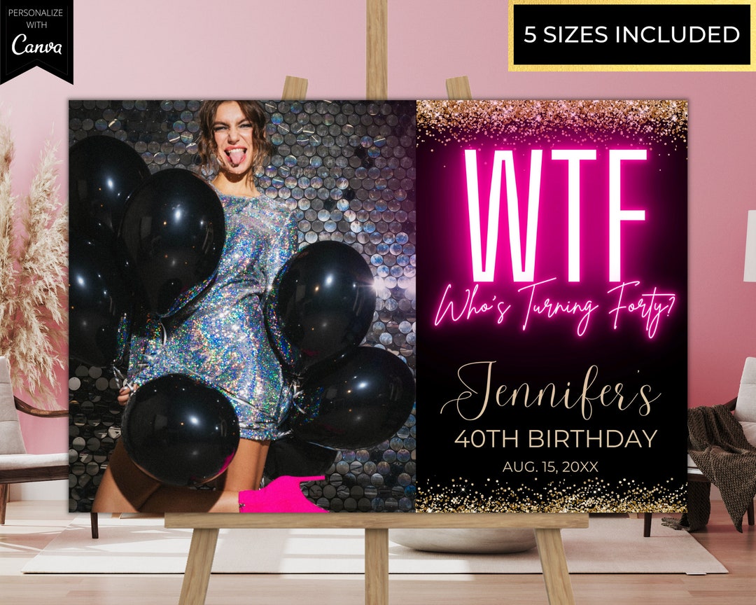 Editable WTF Who's Turning Forty 40th Birthday Photo Template Welcome ...