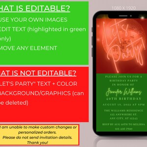 Electronic Disco Birthday Invitation, Digital 70s Retro Party Invite ...