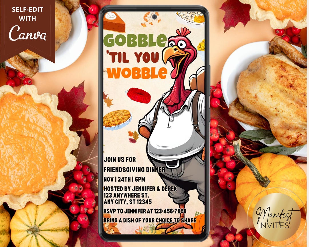 Digital Funny Gobble Til You Wobble Turkey Thanksgiving Dinner ...
