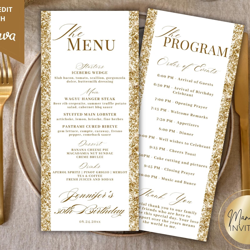Gala Dinner Menu Cards - Etsy