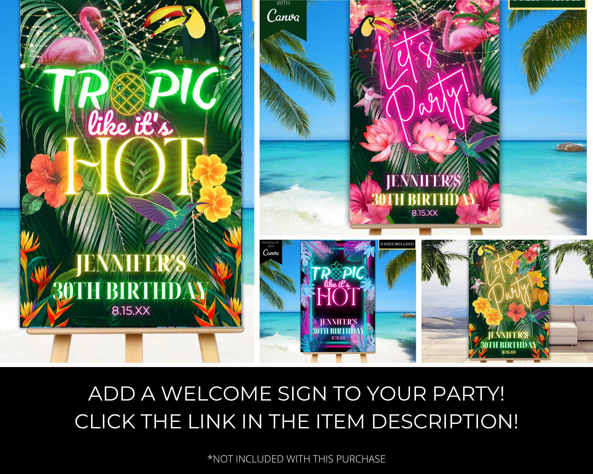 Digital Tropic Like It's Hot Tropical Birthday Party Neon Photo ...