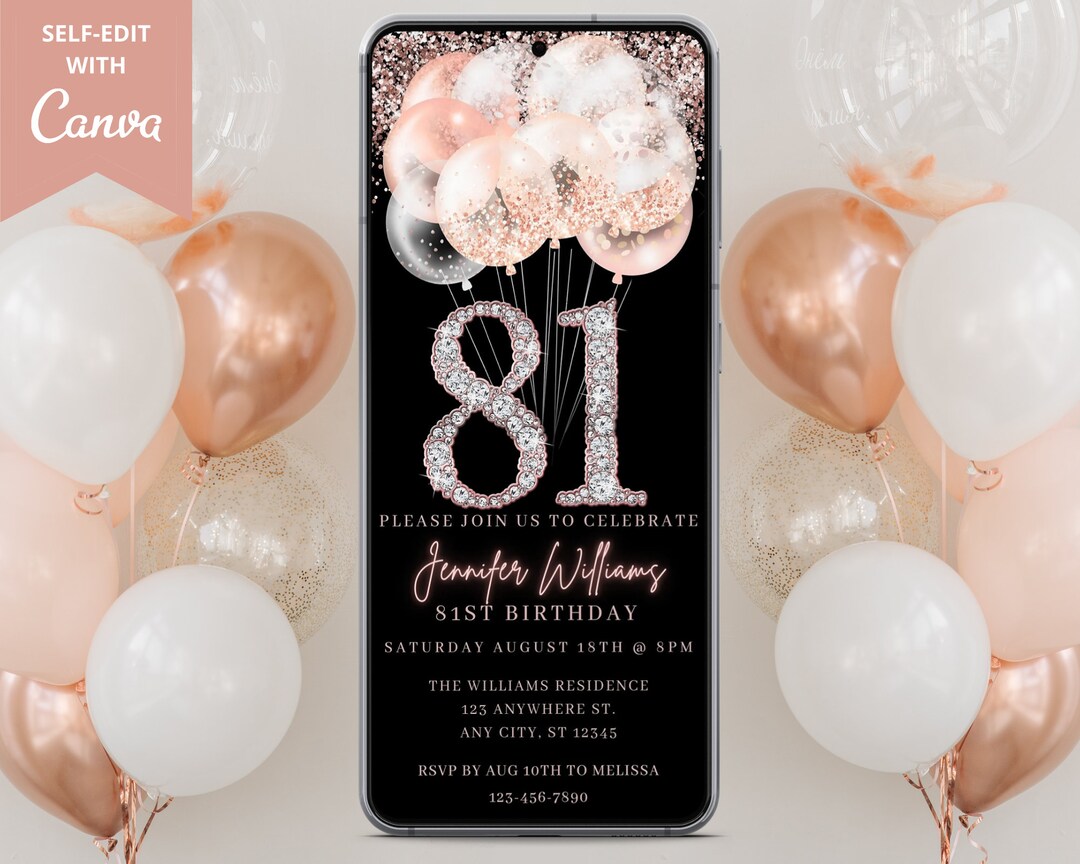 81st Birthday Digital Invitation Electronic 81st Birthday - Etsy