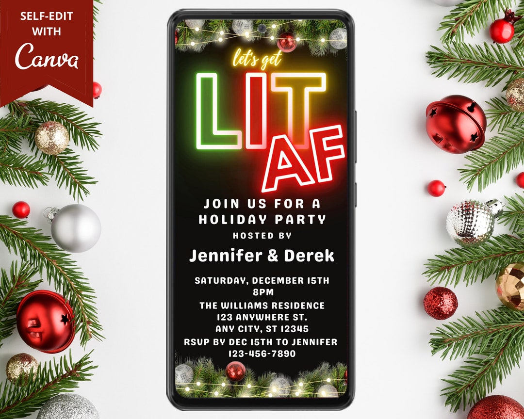Digital Adult Funny Let's Get Lit AF Christmas Party - Etsy