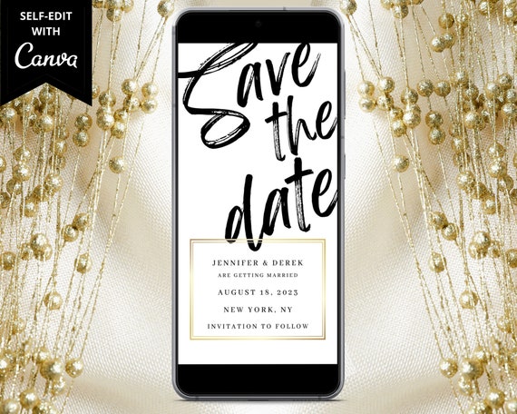 Digital Wedding Save the Date Invitation Electronic Save the - Etsy