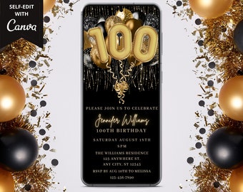 100th Birthday Editable Invitation - Etsy