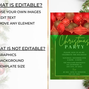 Editable Christmas Party Invitation, Printable Christmas Holiday Party ...