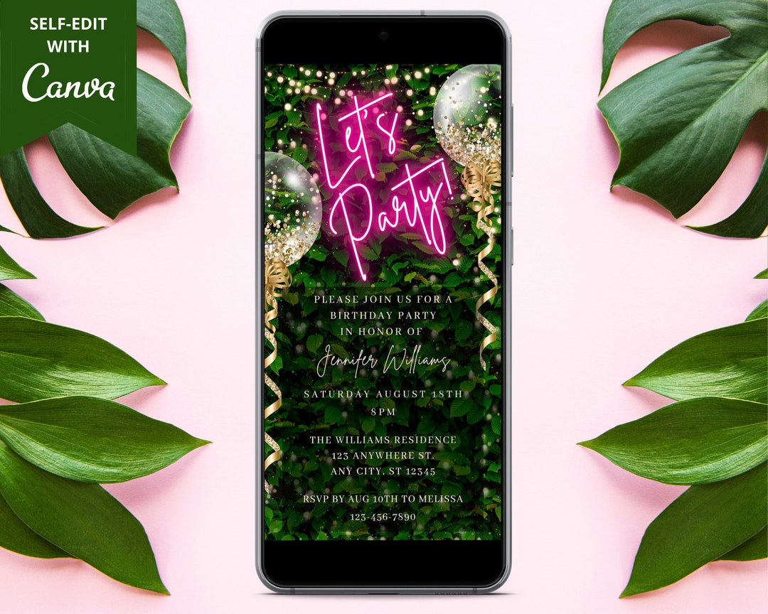 Digital Birthday Invitation Electronic Birthday Party Invite - Etsy