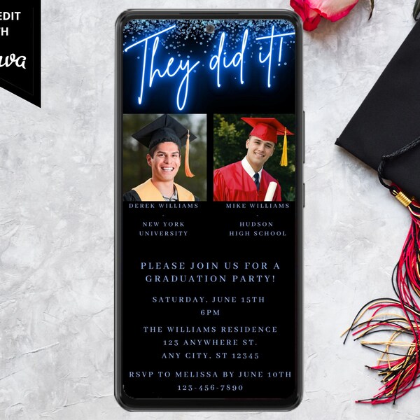Double Graduation Photo Invitations - Etsy