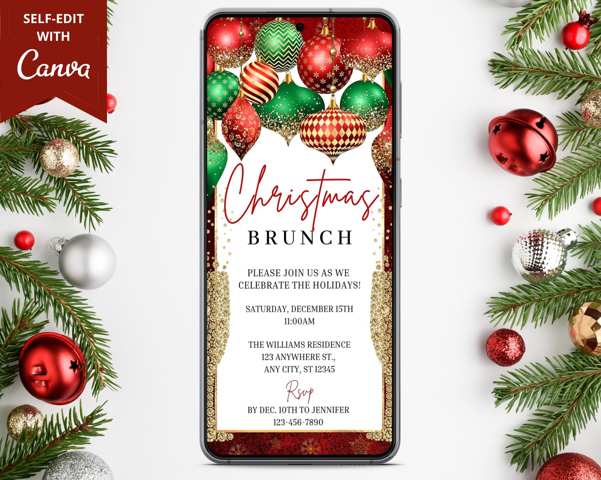 Digital Christmas Brunch Invitation Electronic Christmas - Etsy