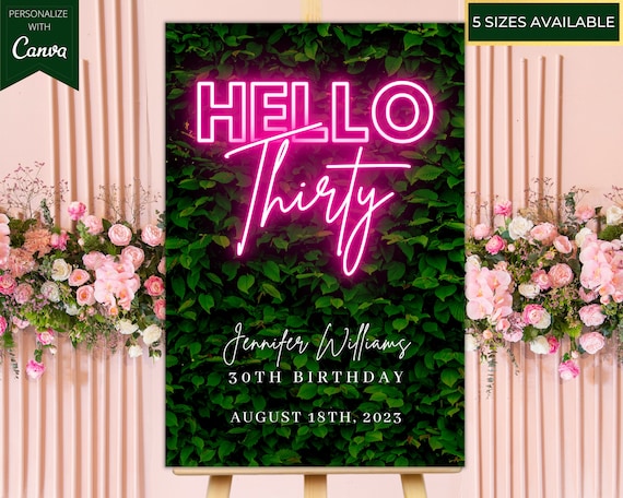 Editable Hello Thirty 30th Birthday Welcome Sign Printable - Etsy