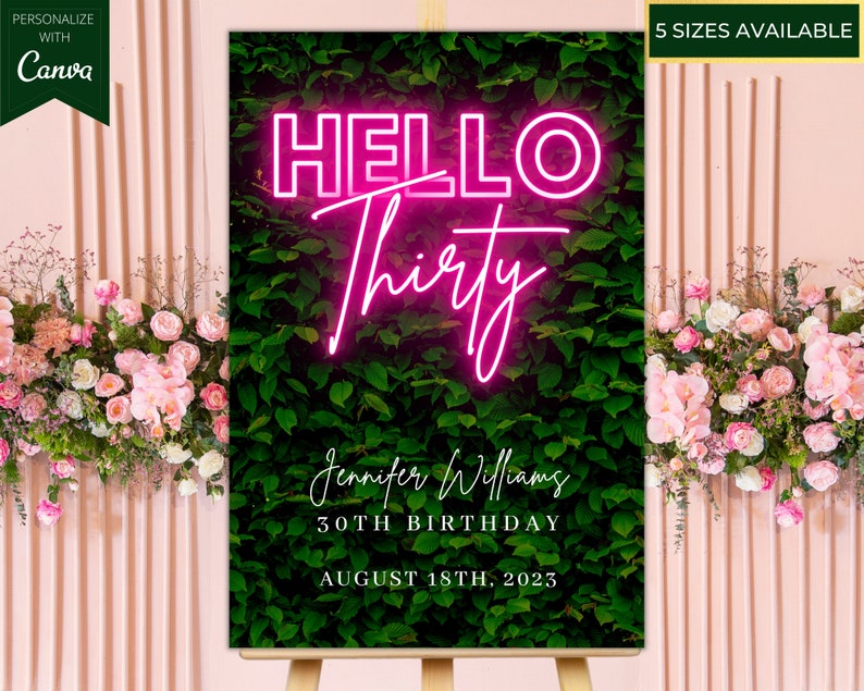 Editable Hello Thirty 30th Birthday Welcome Sign Printable - Etsy