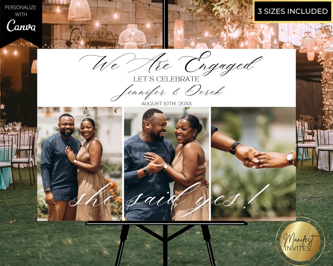 Editable Modern Photo Engagement Party Welcome Sign Template, We Are ...