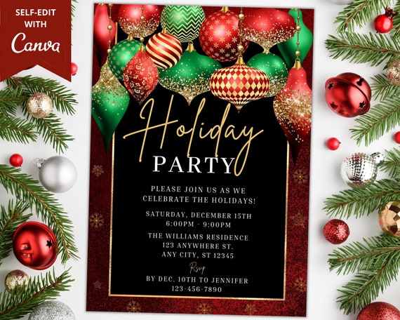 Editable Christmas Holiday Party Invitation Printable Holiday - Etsy