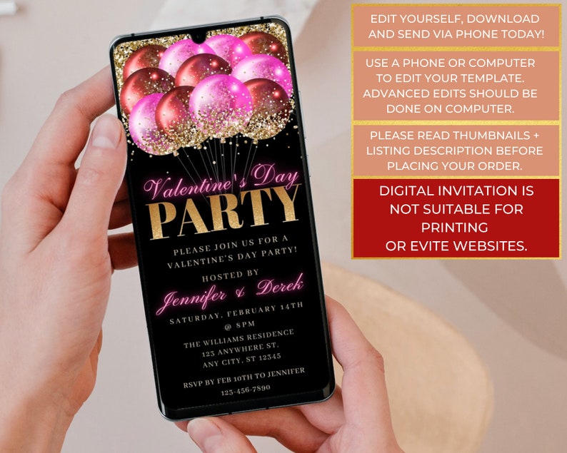Electronic Valentine's Day Party Invitation Digital - Etsy