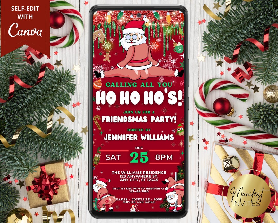 Digital Women's Calling All You Ho Ho Hos Friendsmas Party Invite, Red ...