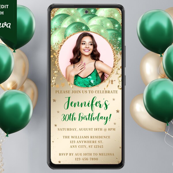 Green Party Invitations - Etsy