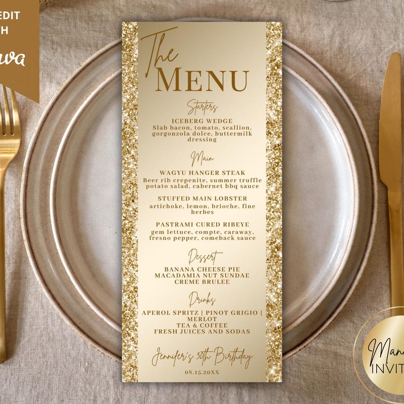 Luxury Menu Cards - Etsy