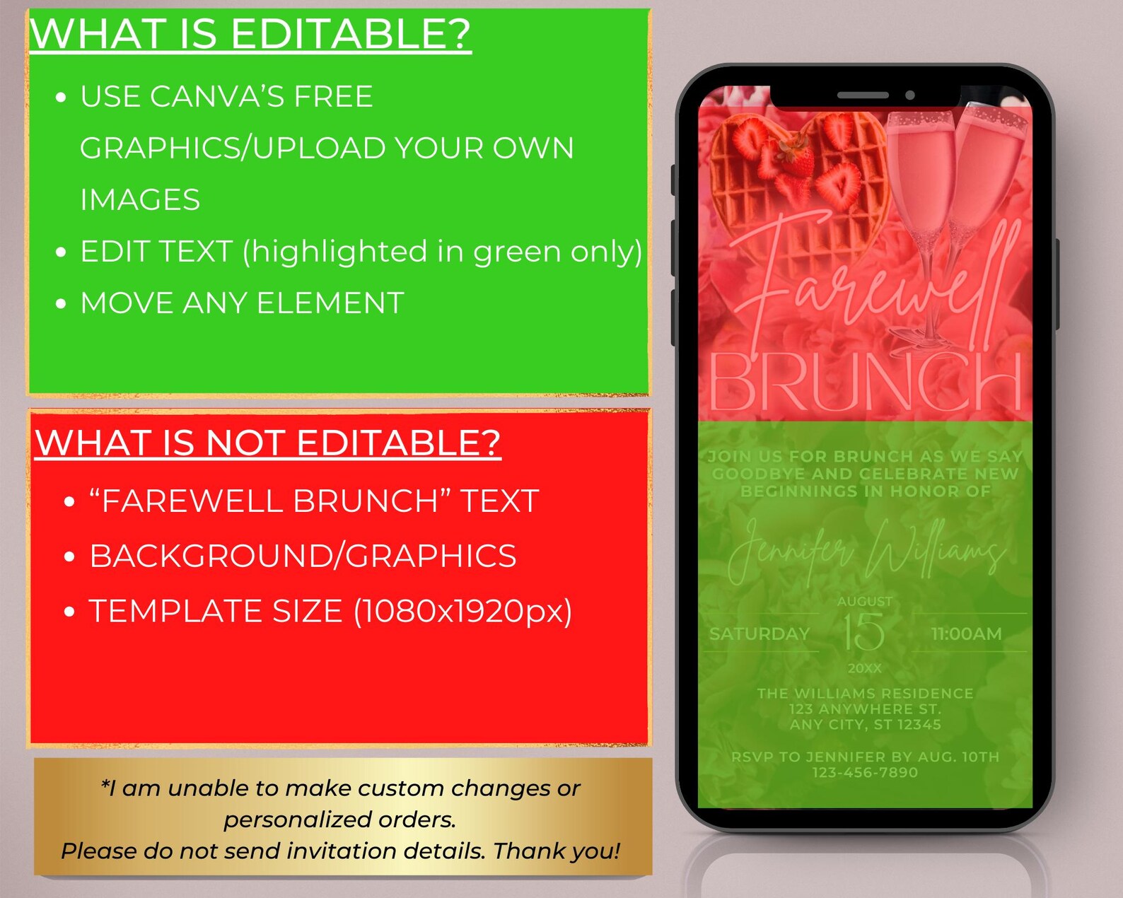 Digital Farewell Brunch Invitation, Moving Retirement, Blush Pink ...