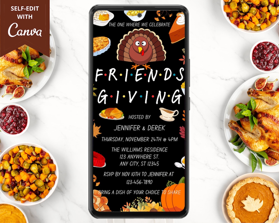 Digital Friendsgiving Thanksgiving Invitation, Electronic Friends ...
