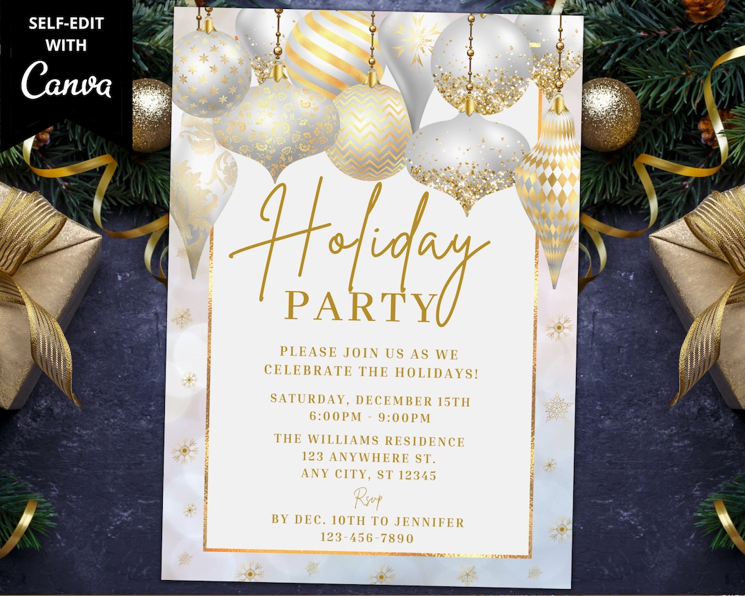 Editable Holiday Party Invitation, Printable Christmas Party Invite ...