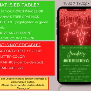 Digital Rose Gold Forty 40th Birthday Party Invitation, Electronic ...