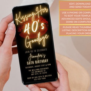 Electronic Kissing Her 40's Goodbye 50th Birthday Party Invitation ...