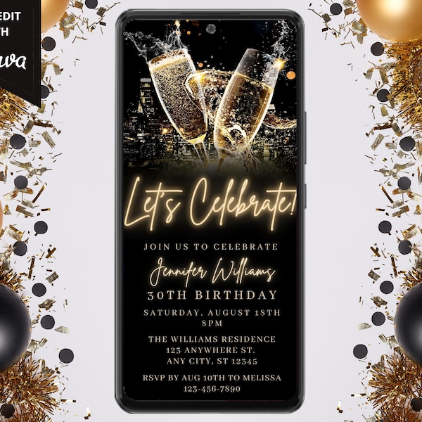 Champagne Invitation - Etsy