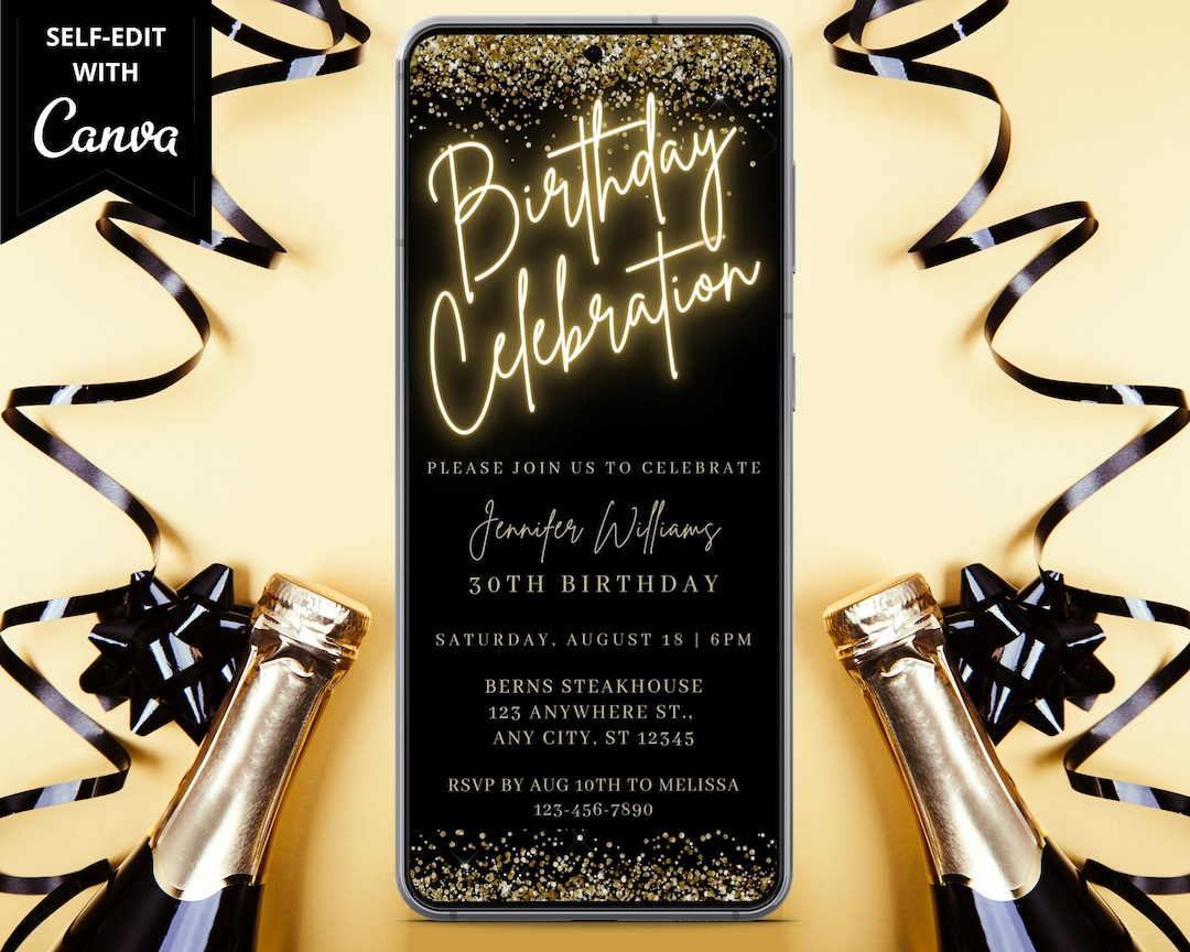 Digital Birthday Party Invitation, Electronic Birthday Invite, Birthday ...