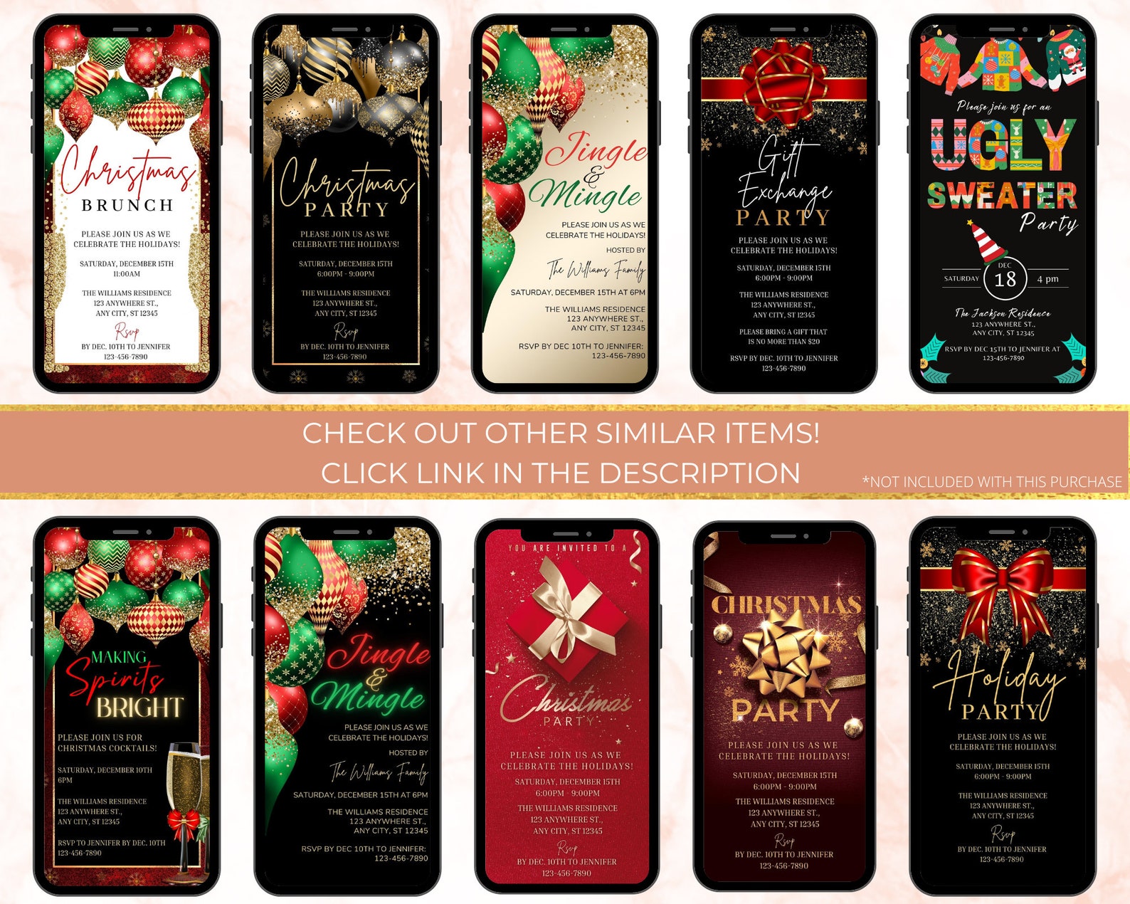 Editable Christmas Party Invitation Printable Christmas Etsy