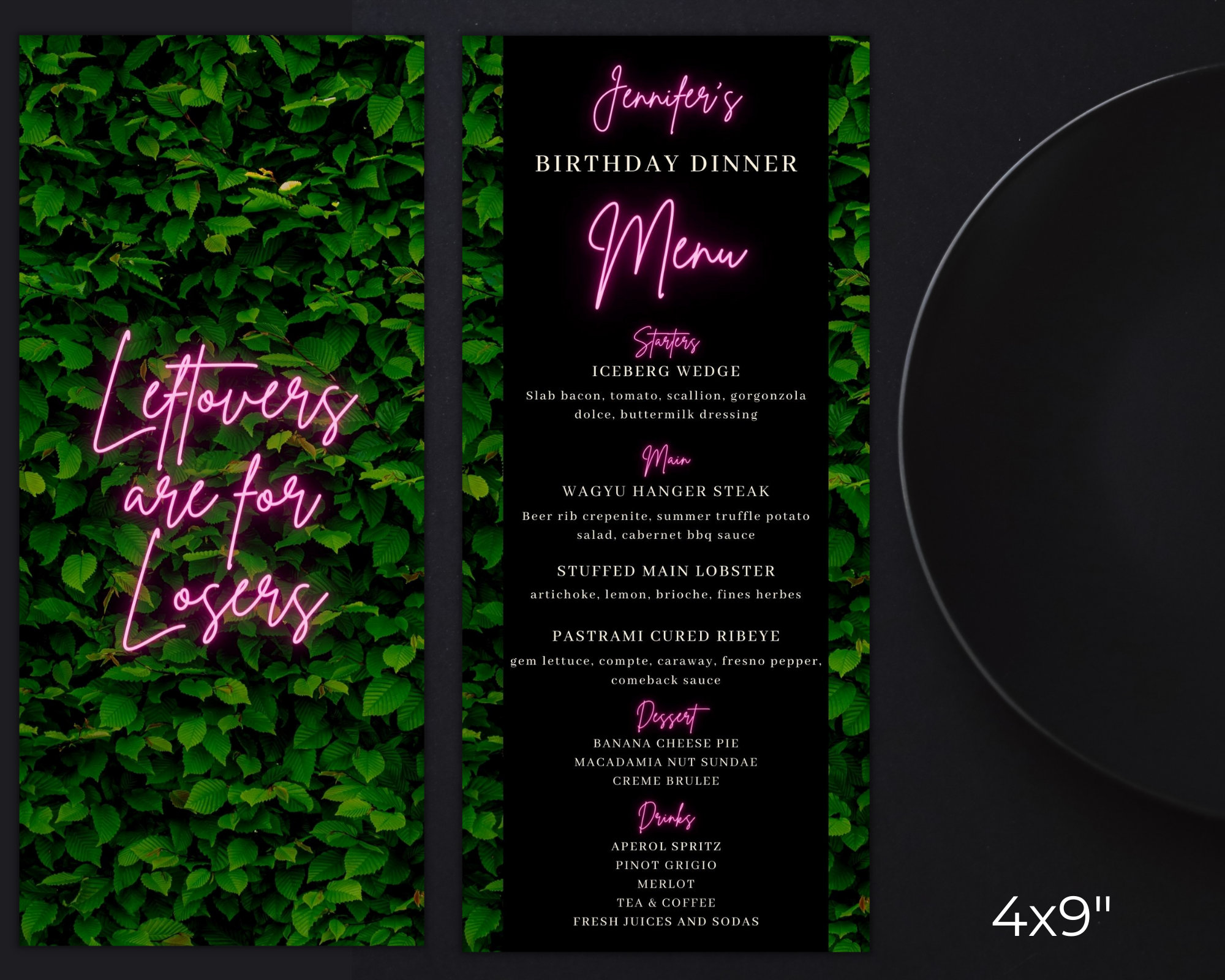 Editable Birthday Dinner Menu Card Printable Birthday Dinner - Etsy