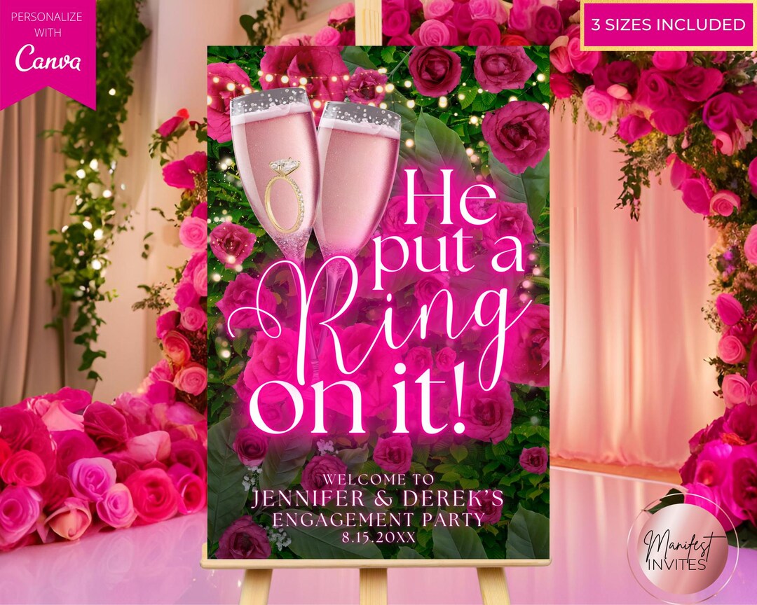 Editable He Put a Ring on It Engagement Party or Bridal Shower Welcome ...