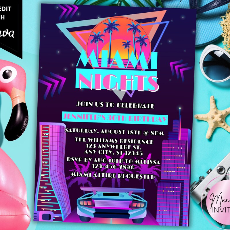 Miami Vice Invitations - Etsy