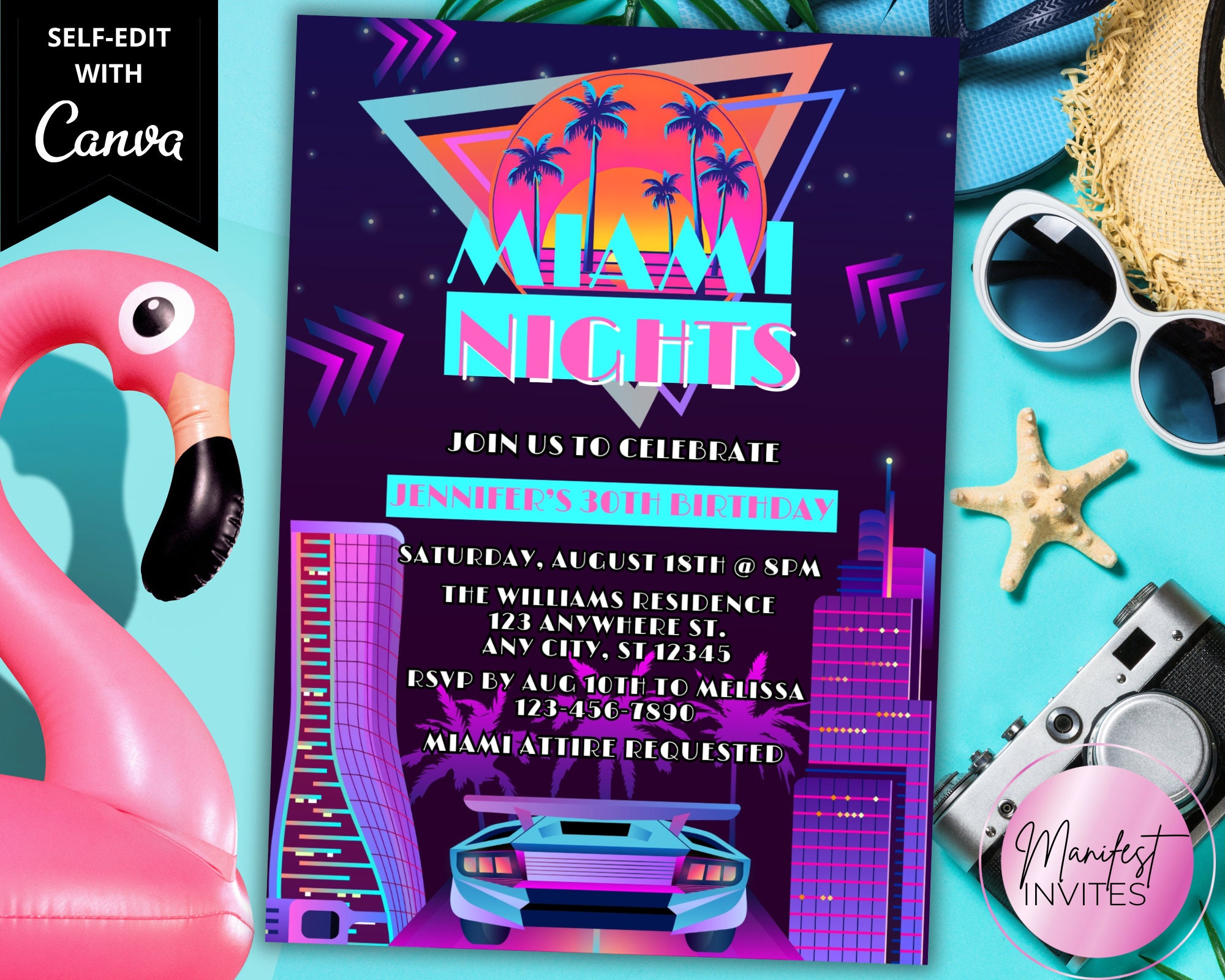 Miami Beach Party Invitations