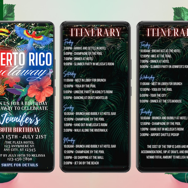 Puerto Rico Birthday Itinerary - Etsy