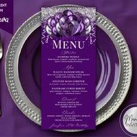 Editable Menu Bridal Shower, Party Menu, Printable Menu, Lilac Purple ...