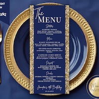 Gold Menu Template, Gold Wedding Menu, Gold Dinner Menu, Elegant Menu ...